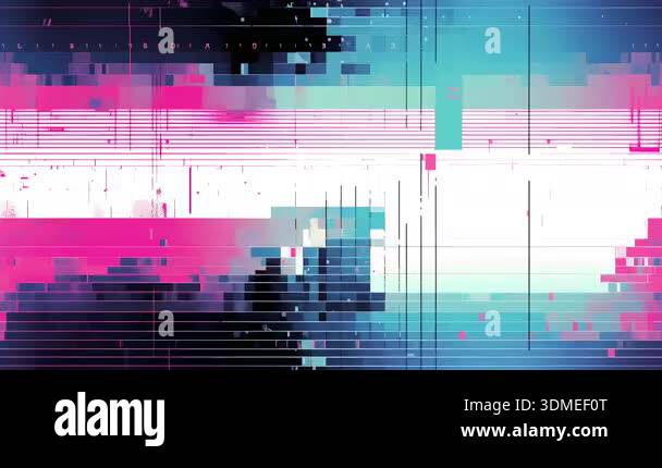 Abstract glitch background with pixel blocks, magenta cyan contrast ...