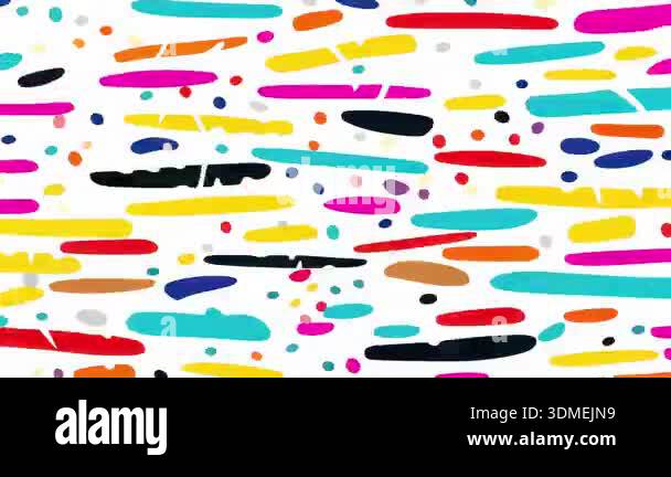 funky abstract doodle background, colorful cartoon strokes on black ...