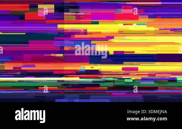 Bright abstract glitch stripes, multicolor digital interference ...