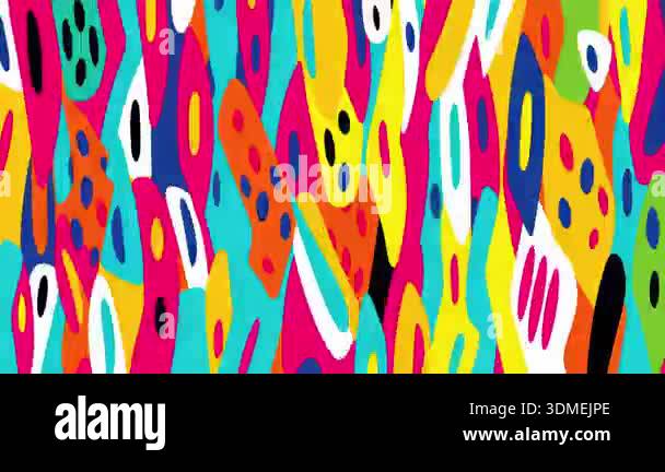 bright abstract cartoon background, colorful hand drawn shapes, dynamic ...