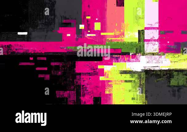 Harsh digital glitch collage, cyberpunk screen corruption, color block ...