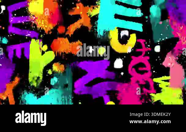 Graffiti letter shapes, abstract symbols, colorful hand drawn street ...