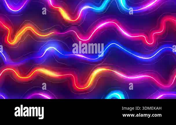 smooth neon wave ribbons, glowing flowing lines, colorful luminous ...