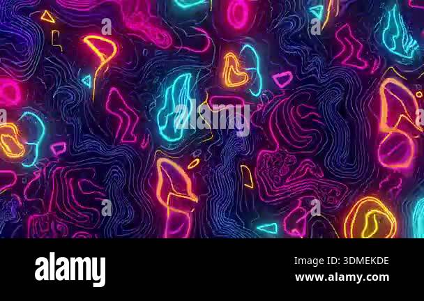 neon contour shapes, glowing topographic lines, abstract energy islands ...