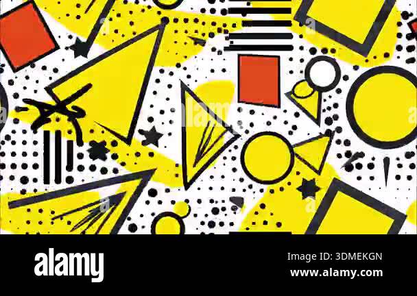 Retro cartoon pop art background with abstract triangles and circles ...