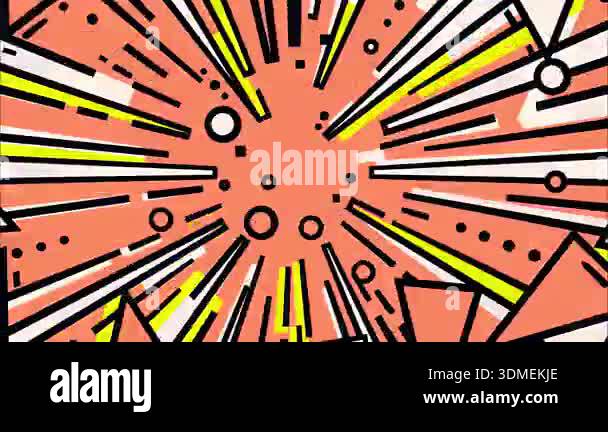 Abstract comic burst pattern, peach background with radial lines, black ...