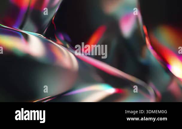 Glossy liquid glass folds with rainbow reflections, holographic ...