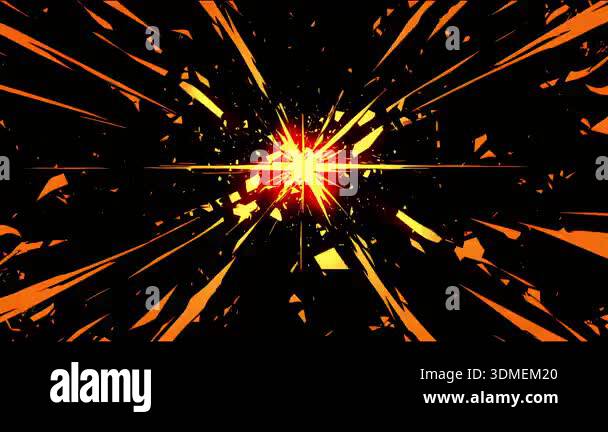 cartoon comic style 2d animation yellow energy starburst, radial ...