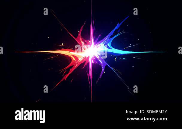 Abstract energy explosion center, bright neon plasma burst, symmetrical ...