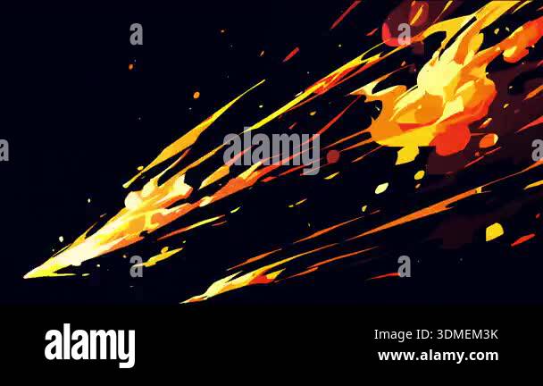 cartoon comic style 2d animation sharp fire streams, elongated flame ...