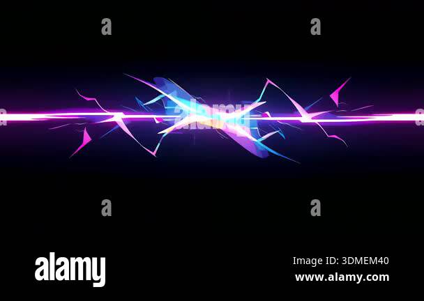 Abstract electric energy line, glowing plasma beam, symmetrical ...