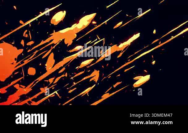 cartoon comic style 2d animation diagonal fire streaks, fast flame ...