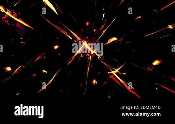 cartoon comic style 2d animation chaotic energy explosion, sharp ...