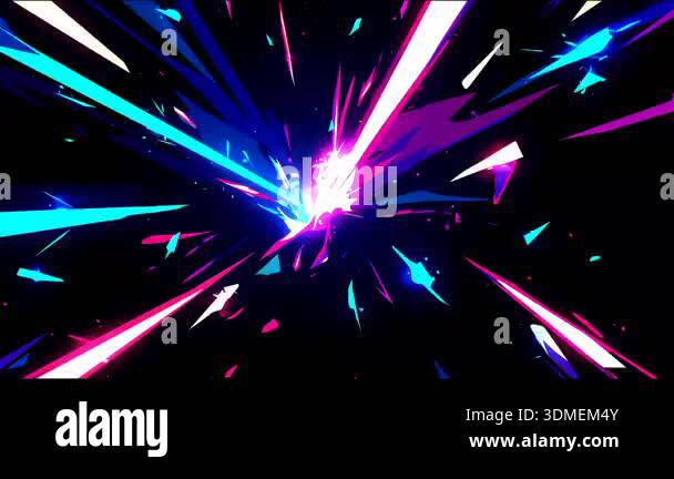 abstract neon shard explosion, cartoon comic style, 2d animation, sharp ...