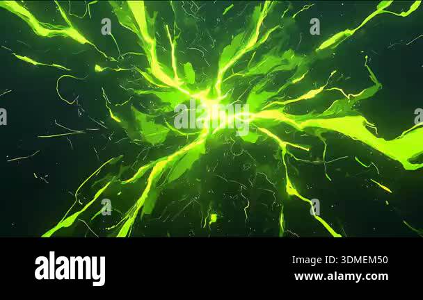 Green energy explosion core, electric plasma burst, cartoon comic style ...