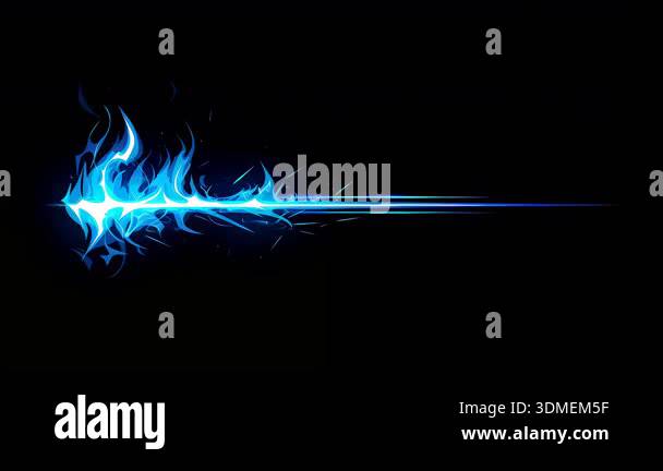 Blue horizontal energy beam, plasma laser line, cartoon comic style 2d ...