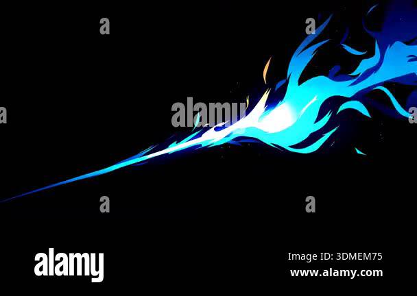 Blue flame projectile, glowing fire trail, icy energy shot, abstract ...