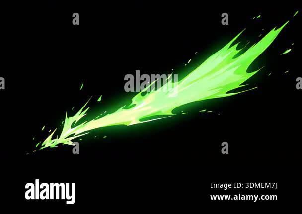 Green energy projectile trail, anime power shot effect, glowing plasma ...