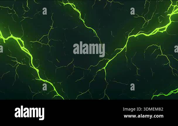 Green lightning cracks texture, electric fracture pattern, neon energy ...