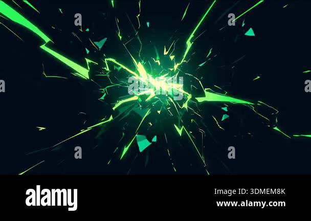 Green energy cross burst, electric star explosion, glowing power impact ...