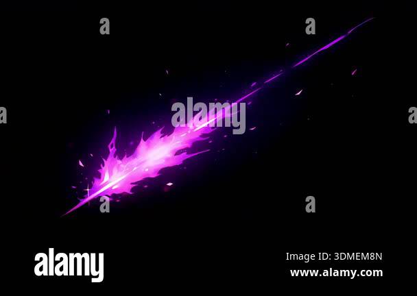Purple energy slash, anime magic strike, glowing plasma blade, cartoon ...