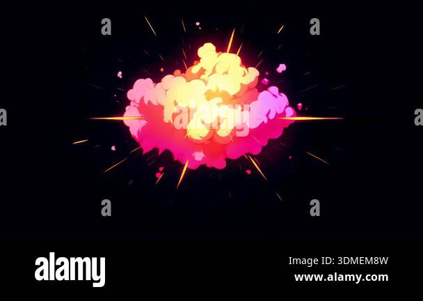 Pink cartoon explosion burst, anime style energy blast, comic impact ...
