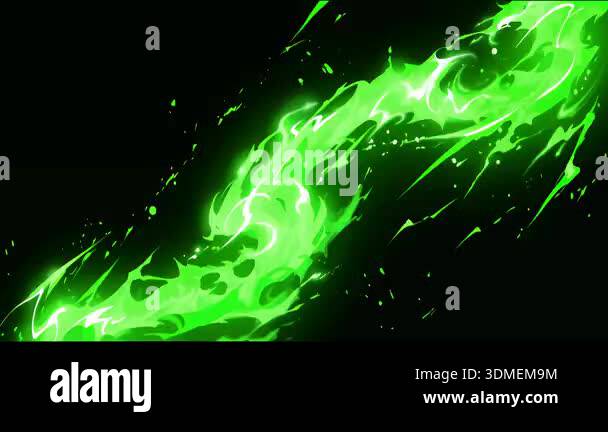 Green energy slash, neon plasma wave, glowing toxic stream, cartoon ...