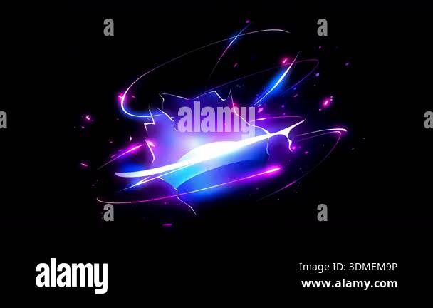 Abstract energy mass, neon plasma shape, electric power cluster ...