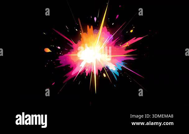 Multicolor energy explosion particles, colorful power burst, glowing ...