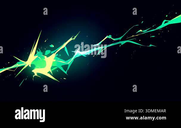 Electric energy strike beam, blue yellow lightning streak, anime comic ...