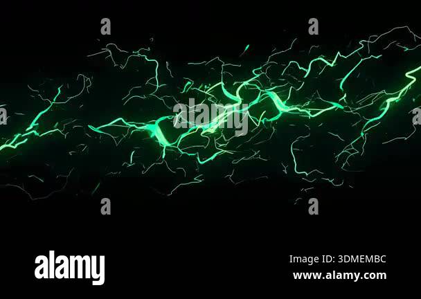 anime electric lightning wave, green energy arcs, glowing plasma ...