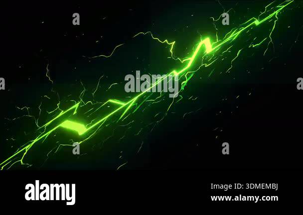Green diagonal lightning strike, sharp electric bolt, anime style ...