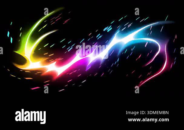 Multicolor energy curve trail, glowing light arc, smooth neon wave ...