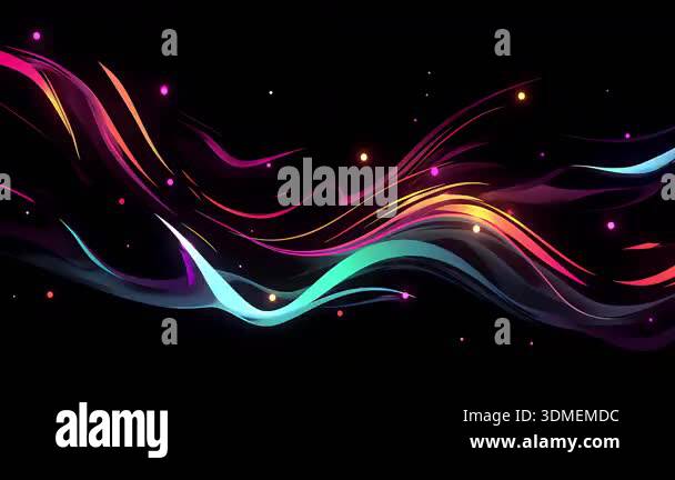 Colorful flowing energy wave, neon ribbon motion, glowing abstract ...