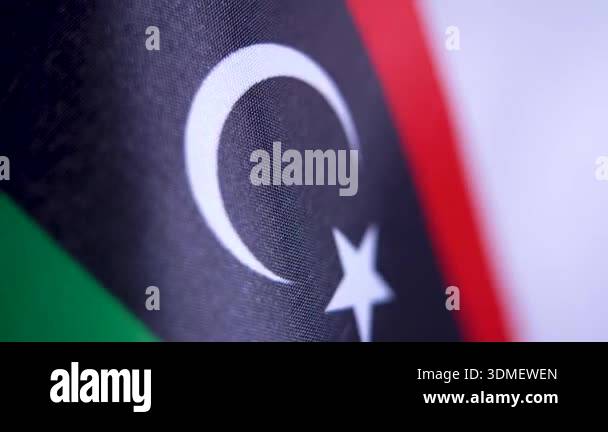 Libya National Flag Fabric Texture Close Up Stock Video Footage - Alamy