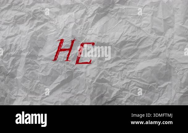 Handwritten ink lettering. The word "Help" on white crumpled paper ...