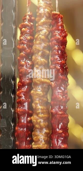 Largesize turkish sweets hanging in a delightshop. Istanbul. Turkey ...