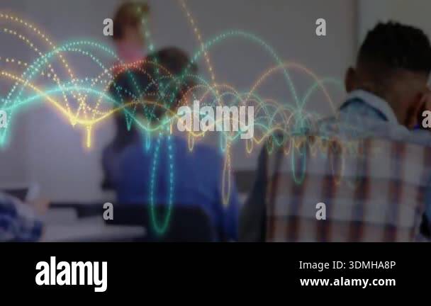 Education teacher writing board sending animated waves illustrating ...