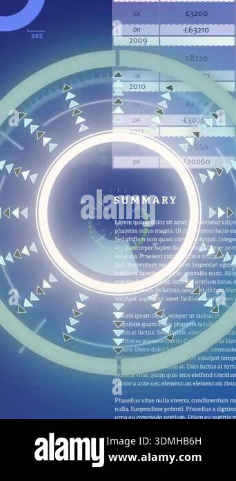 Animation of processing circle and moving light on scientific graph and ...