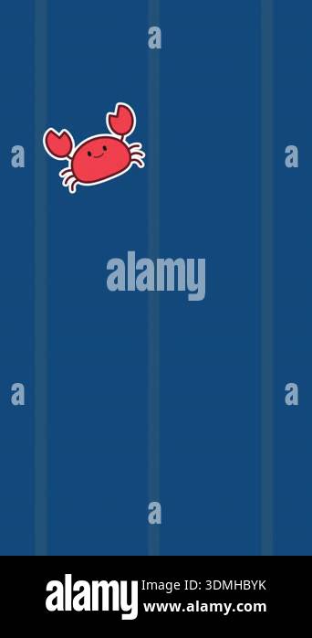 Animation of multiple red crabs falling on striped background. animal ...