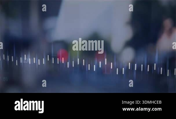 On start, white bars pulsating, line tracing peaks with labels fading ...