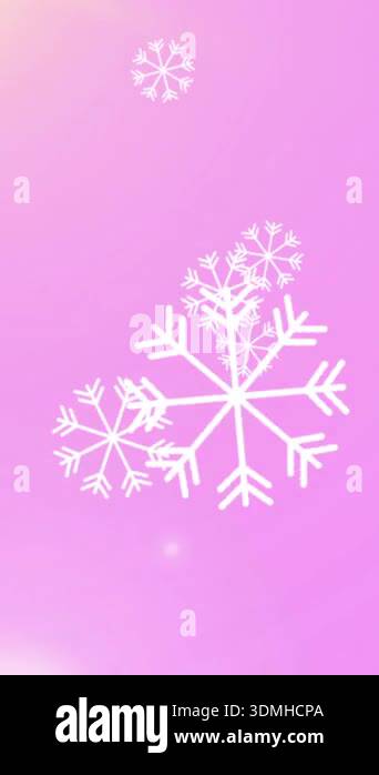 Animation of snowflakes falling over pink background Stock Video ...