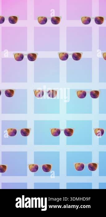 Animation of glasses over pink checked background. sight, glasses and ...