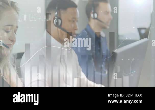 Two call center agents starting calls causing data graph overlays while ...