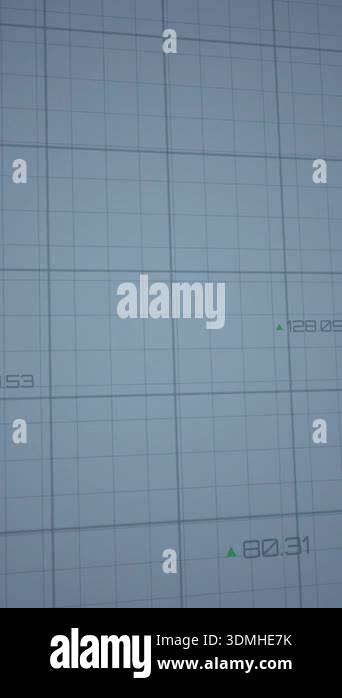 Animation of falling graphs with changing numbers over grid pattern ...