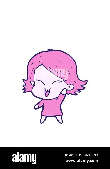 jumping motion animation of happy cartoon girl drawing Stock Video ...