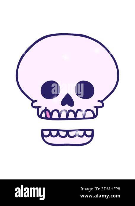 glitter effect animation of hand drawn cartoon doodle of a skull head ...
