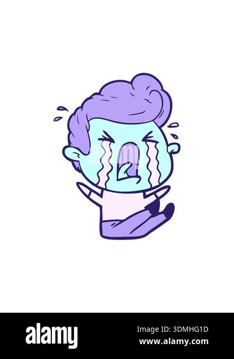 popping motion animation of cartoon crying man Stock Video Footage - Alamy