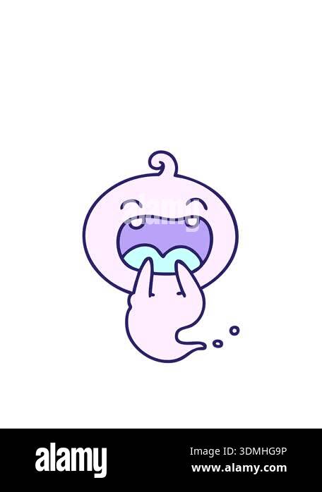 stretching up animation of cartoon of a cute halloween ghost laughing ...
