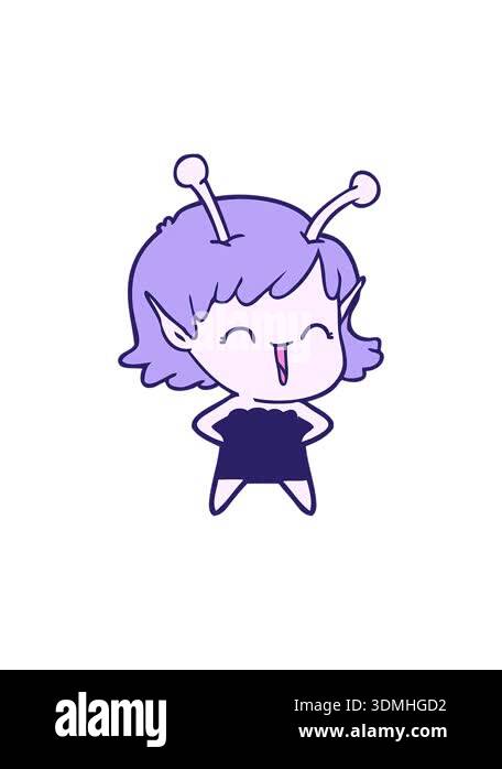 attention grabbing animation of cartoon of alien girl laughing Stock ...